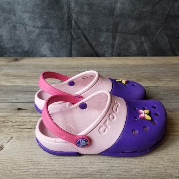 CROCS | Shoes | Crocs Tricolor Classic Clogs Wbutterfly Jibbitz | Poshmark
